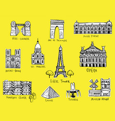 France symbols as funky doodles Royalty Free Vector Image