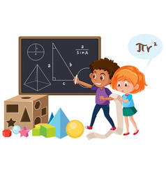 Boys with math tools Royalty Free Vector Image