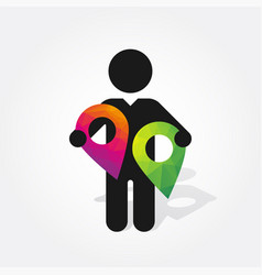 Figure man holds right and wrong symbol in circle Vector Image