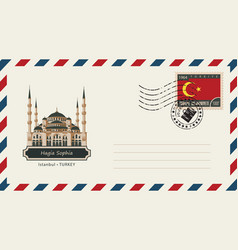 Rectangular postage stamp istanbul city Royalty Free Vector