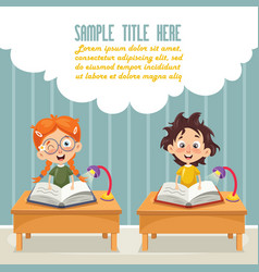 Children studying Royalty Free Vector Image - VectorStock