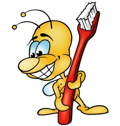 Tooth cartoon holding toothbrush and toothpaste Vector Image