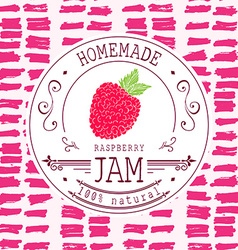 Jam label design template for raspberry dessert Vector Image
