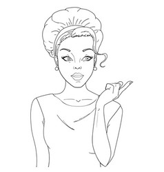 Coloring black and white comic woman amazed Vector Image
