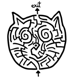 Maze with cat and wool coloring page Royalty Free Vector
