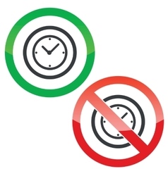Clock permission signs Royalty Free Vector Image