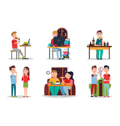 Good and bad habits poster set Royalty Free Vector Image